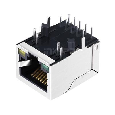 Cina LPJG4801BBNL 100/1000 Base-T Tab Down Verde/Giallo Led 1 Port RJ45 Pcb Mount Jack in vendita