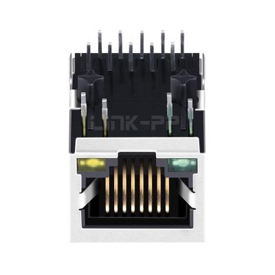 Cina LPJG4801BBNL 100/1000 Base-T Tab Down Verde/Giallo Led 1 Port RJ45 Pcb Mount Jack in vendita