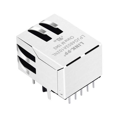 Cina LPJG4803A102NL 100/1000 Base-T Tab Down 1x1 Port RJ45 connettore magnetico con LED verde/verde e giallo in vendita