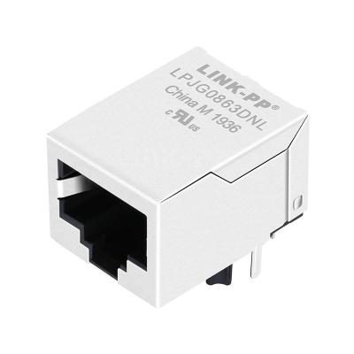 Cina LPJG0863DNL 100/1000 Base-T Tab Down senza porta singola LED Jack PCB RJ45 blindato in vendita