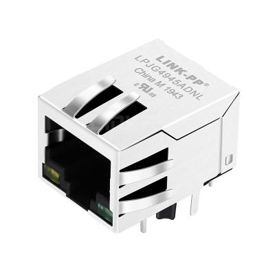 Cina LPJG4945ADNL 100/1000 Base-T Tab Down Giallo/Verde Led Single Port Magnetico RJ45 Jack in vendita