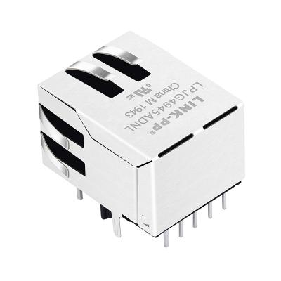 Cina LPJG4945ADNL 100/1000 Base-T Tab Down Giallo/Verde Led Single Port Magnetico RJ45 Jack in vendita
