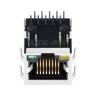 Cina LPJG4945ADNL 100/1000 Base-T Tab Down Giallo/Verde Led Single Port Magnetico RJ45 Jack in vendita