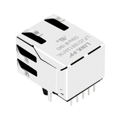 Cina LPJG18813AFNL 100/1000 Base-T Tab UP Verde/Verde Led Single Port RJ45 lan Jack in vendita