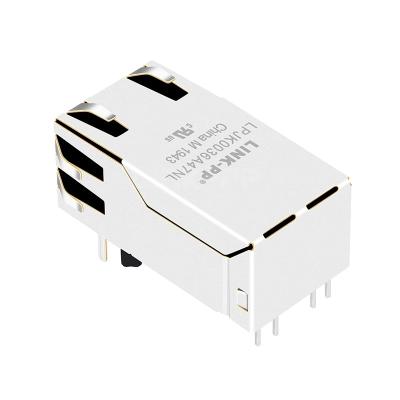 Cina LPJK0036A47NL 100/1000 Base-T Tab Up 1x1 Port Shielded RJ45 Female Connector con LED giallo e verde/giallo e verde in vendita