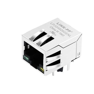 Cina LPJG4926GENL 1000 Base-T Single Port POE+ RJ45 Female Connector Tab Down Verde/Giallo Led in vendita