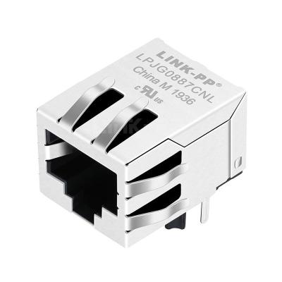 China LPJG0887CNL 100/1000 Base-T Tab Down sem porta única LED Jack modular blindado RJ45 à venda