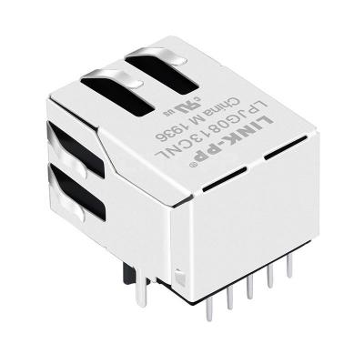 中国 LPJG0813CNL 100/1000 Base-T RJ45 組み込みマグネティクス イーサネットコネクタ タブダウン 販売のため
