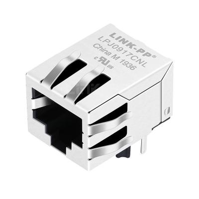 中国 LPJG0917CNL 100/1000 ベース-T タブダウン 無LEDシングルポート シールド産業用RJ45コネクタ 販売のため