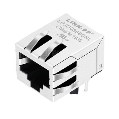 中国 LPJG0868CNL 100/1000 ベース-T タブダウン 無LEDシングルポート RJ45コネクタ 販売のため