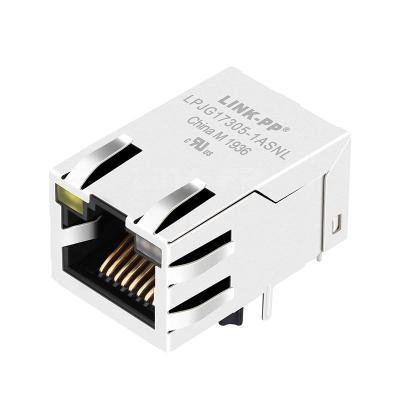 Cina LPJG17305-1ASNL 100/1000 Base-T Tab Up Single Port RJ45 FastJack Connector Led giallo/arancione&verde in vendita