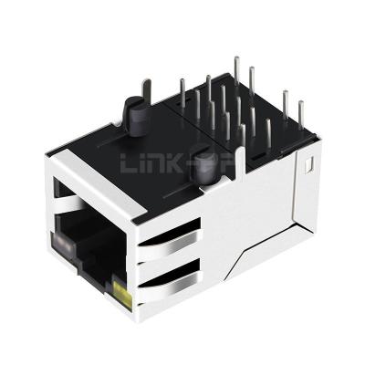 Cina LPJG17305-1ASNL 100/1000 Base-T Tab Up Single Port RJ45 FastJack Connector Led giallo/arancione&verde in vendita
