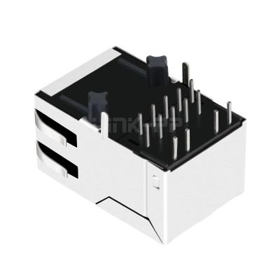 Cina LPJG17305-1ASNL 100/1000 Base-T Tab Up Single Port RJ45 FastJack Connector Led giallo/arancione&verde in vendita