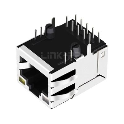 Cina LPJM16402A37NL 2.5G Base-T Tab Up Single Port RJ45 Female Connector Orange&Green/Yellow Led in vendita
