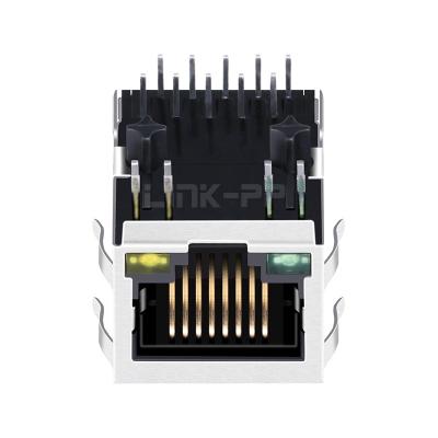 Cina LPJM4538GENL Single Port 5G Base-T RJ45 Jack Magnetics integrato Tab Down Verde/Giallo Led in vendita