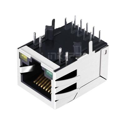 Cina LPJM4538GENL Single Port 5G Base-T RJ45 Jack Magnetics integrato Tab Down Verde/Giallo Led in vendita