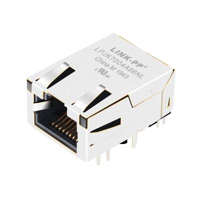 China LPJK7004A98NL 10/100 Base-T Low Profile RJ45 Magjack Tab Up Orange&Green/Yellow LED Te koop