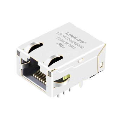 中国 ベルフース L829-1J1T-43 コンパティブル LINK-PP LPJK7036A98NL 10/100/1000 ベース-T ロープロファイル RJ45 ジャックタブアップ オレンジ&グリーン/イエロー LED 販売のため