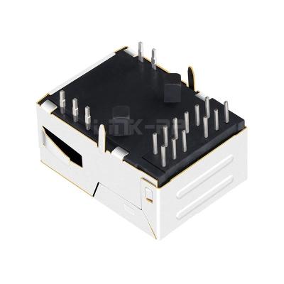 Cina LPJK7436A98NL 1000 Base-T Low-Profile cat6 rj45 connettore Tab Up Orange&Green/Yellow LED in vendita