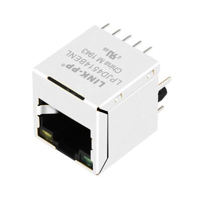 Cina LPJD4514BENL 10/100 Base-T integrato VOIP Vertical POE RJ45 Connector con LED verde/giallo in vendita
