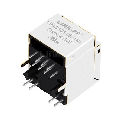 China LPJD0055BANL 10 Base-T Conector RJ45 Vertical com transformador LED amarelo/verde à venda