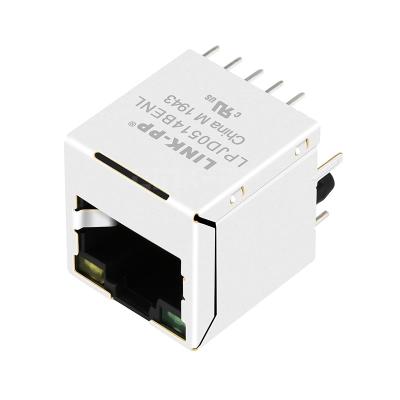 China LPJD0514BENL 10/100 Base-T Vertical RJ45 jack With Magnetics Green/Yellow LED For PoE Application for sale