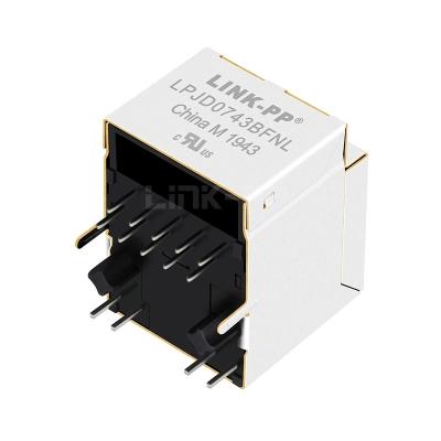 Cina LPJD0743BFNL 1000 Base-T RJ45 Jack verticale con LED magnetici verdi/verdi in vendita