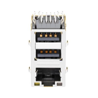中国 Tyco 1840026-2 コンパティブル LINK-PP LPJU4111AONL 10/100 ベース-T タブアップ オレンジ&グリーン/イエロー LED 販売のため