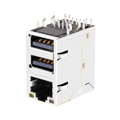 中国 Tyco 1840026-2 コンパティブル LINK-PP LPJU4111AONL 10/100 ベース-T タブアップ オレンジ&グリーン/イエロー LED 販売のため
