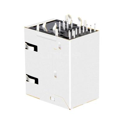 中国 Belfuse 08C2-1X1T-36 コンパティブル LINK-PP LPJU4111AONL 10/100 ベースT タブアップ オレンジ&グリーン/イエロー LED 販売のため