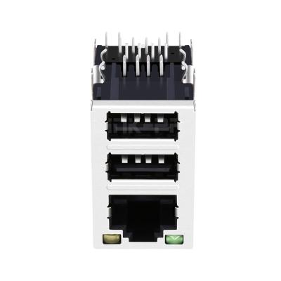 Cina YDS 45F-10107GYD2NL Compatibile LINK-PP LPJU5117BPNL 10/100 Base-T Tab Up LED verde/giallo con connettore modulare USB doppio RJ45 in vendita