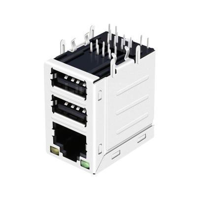 Cina YDS 45F-10107GYD2NL Compatibile LINK-PP LPJU5117BPNL 10/100 Base-T Tab Up LED verde/giallo con connettore modulare USB doppio RJ45 in vendita
