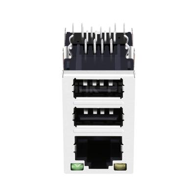 Cina Belfuse C893-1DX1-E5 Compatibile LINK-PP LPJU5012BGNL 10/100 Base-T RJ45 Magjack con doppio USB Tab Up LED giallo/verde in vendita
