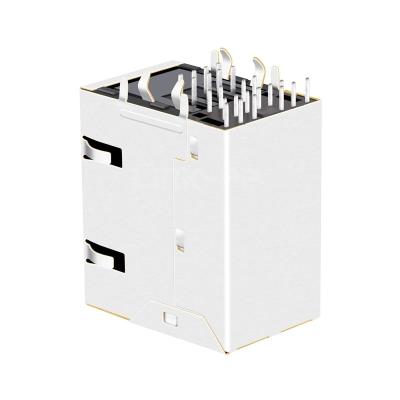 Cina YDS JY0-0016NL Compatibile LINK-PP LPJU4101AONL 10/100 Base-T Ethernet RJ45 MagJack con doppia USB Verde&Arancione/Giallo LED Tab Up in vendita