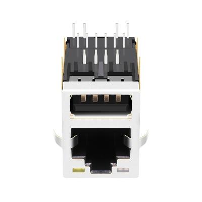 Cina WE 7497011611A Compatibile LINK-PP LPJU3401AONL 10/100 Base-T Orange&Green/Yellow Tab Up Dual USB RJ-45 connettore in vendita