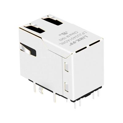 Cina WE 7497011611A Compatibile LINK-PP LPJU3401AONL 10/100 Base-T Orange&Green/Yellow Tab Up Dual USB RJ-45 connettore in vendita