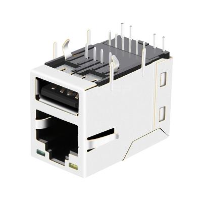 中国 LPJU3101AGNL 10/100 Base-T 黄色/緑色 LED タブ UP 単一USB RJ45 ジャックコネクタ 販売のため