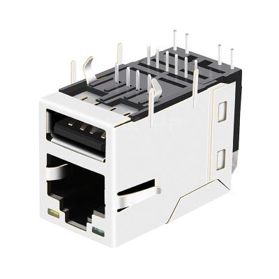 Cina LPJU3102ABNL 10/100 Base-T con connettore USB RJ45 singolo Tab UP Verde/Giallo LED in vendita