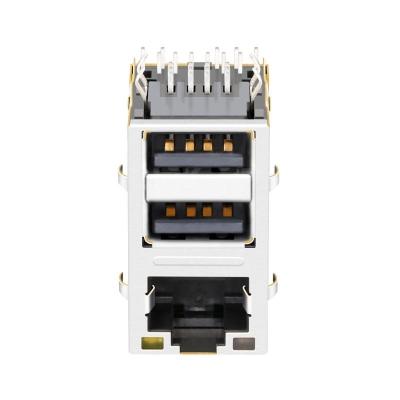Cina Belfuse 0862-1J1T-43-F Compatibile LINK-PP LPJU4232A64NL 10/100/1000 Base-T RJ45 Jackr con doppio USB Tab Up Verde&Arancione/Giallo LED in vendita