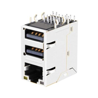Cina Belfuse 0862-1J1T-43-F Compatibile LINK-PP LPJU4232A64NL 10/100/1000 Base-T RJ45 Jackr con doppio USB Tab Up Verde&Arancione/Giallo LED in vendita