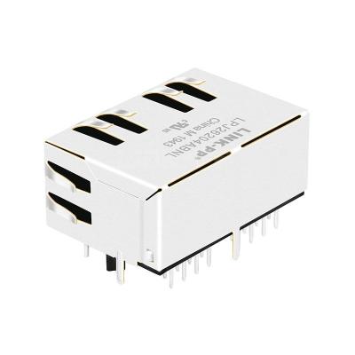 China Hanrun HR911205 Compativel LINK-PP LPJ26204ABNL 10/100 Base-T 8p8c Tab Down Verde/Amarela LED 1x2 Port RJ45 Jack à venda