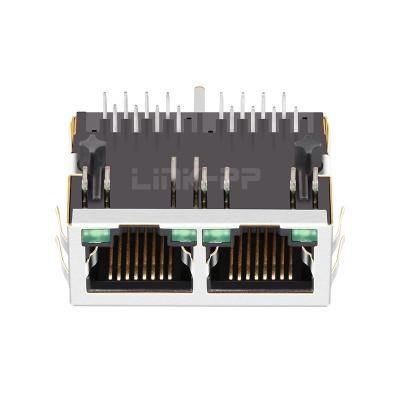 Cina Impulso JX80-0019NL Compatibile LINK-PP LPJ26404AFNL 10/100 Base-T 8p8c Tab Down Verde/Verde LED 1x2 Port RJ45 Jack in vendita