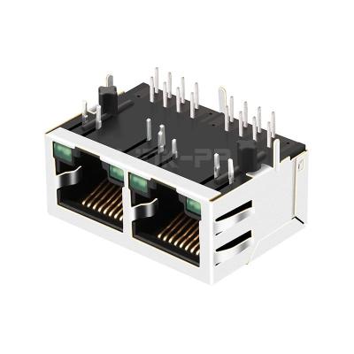 Cina Impulso JX80-0019NL Compatibile LINK-PP LPJ26404AFNL 10/100 Base-T 8p8c Tab Down Verde/Verde LED 1x2 Port RJ45 Jack in vendita