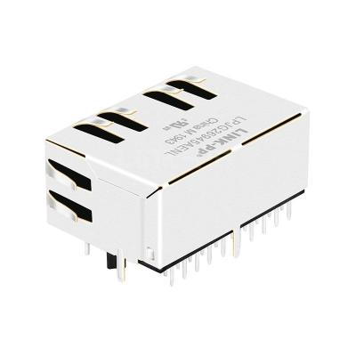 Cina Pulse JXD0-2015NL Compatibile LINK-PP LPJG26945AENL 1x2 Port RJ45 Ethernet MagJack 1000 Base-T Tab Down Verde/Giallo LED in vendita