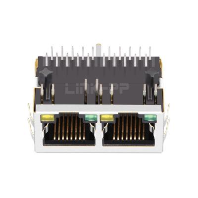 China WE 7499121211 Compatible LINK-PP LPJG26962ABNL 10/100/1000 Base-T Tab Down Green/Yellow LED 1x2 Port Lan Ethernet RJ45 for sale