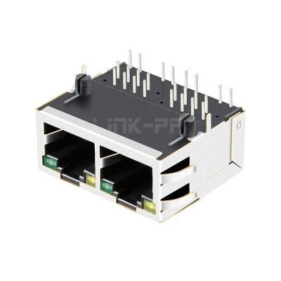 中国 LPJ21028AGNL 10/100 ベース-T タブアップ 1x2 ポート RJ45 マグネットコネクタ 販売のため