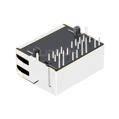 中国 LPJ21028AGNL 10/100 ベース-T タブアップ 1x2 ポート RJ45 マグネットコネクタ 販売のため