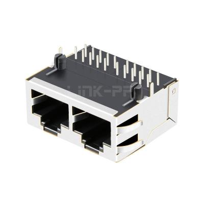 中国 LPJG27331CNL 10/100/1000 ベース-T リードなし 1x2 ポート RJ45 モジュール式ジャック 販売のため