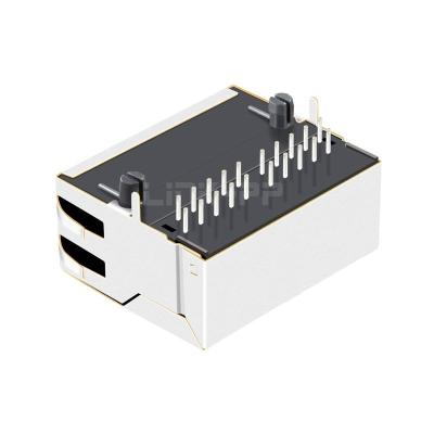 中国 LPJG27331CNL 10/100/1000 ベース-T リードなし 1x2 ポート RJ45 モジュール式ジャック 販売のため