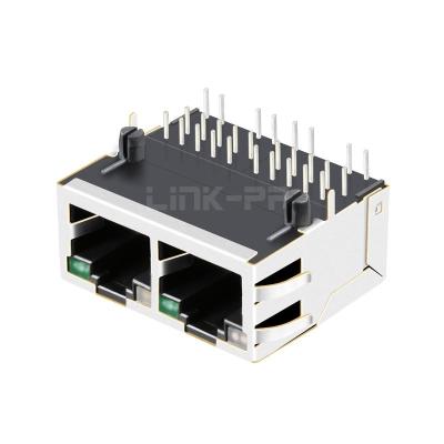 中国 LPJG27395A53NL 10/100/1000 ベース-T リードなし 1x2 ポート RJ45 モジュール式ジャック 販売のため